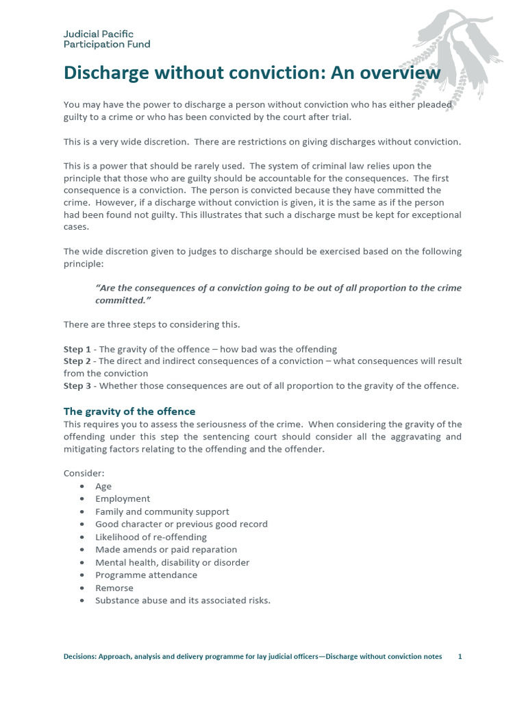 Discharge Without Conviction Notes | PDF | Crimes | Crime & Violence