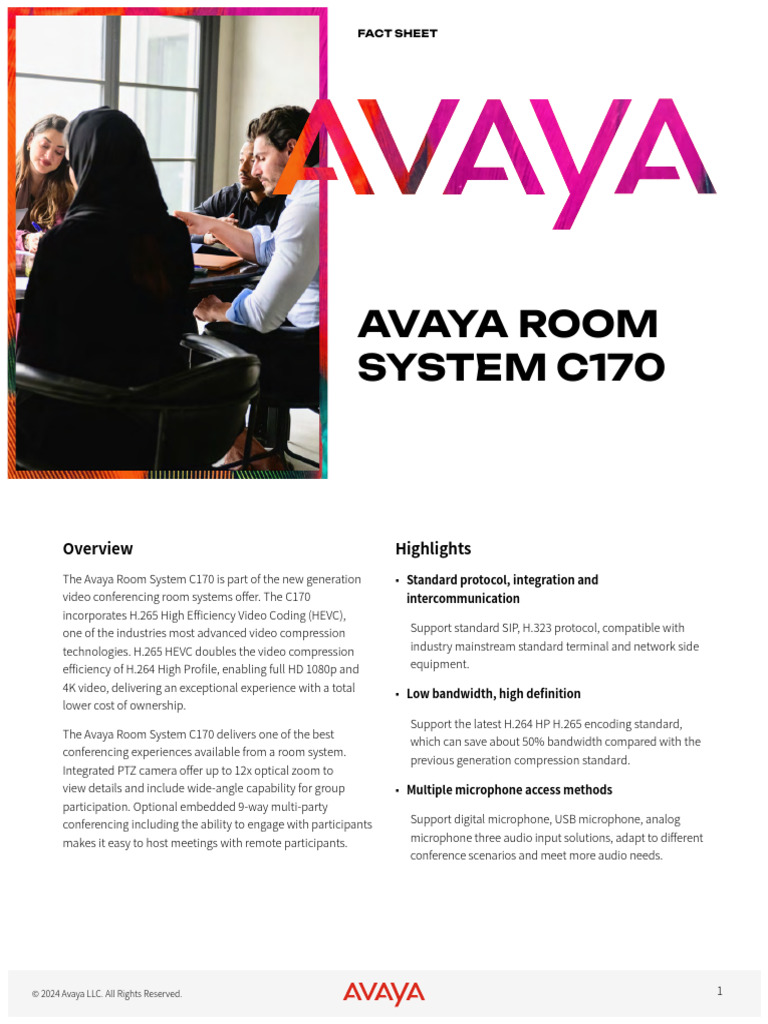 Avaya Room System c170 - Fs | PDF | Hdmi | Video