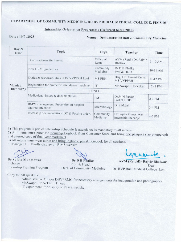 Intern Orientation Program 2023 | PDF | Medicine