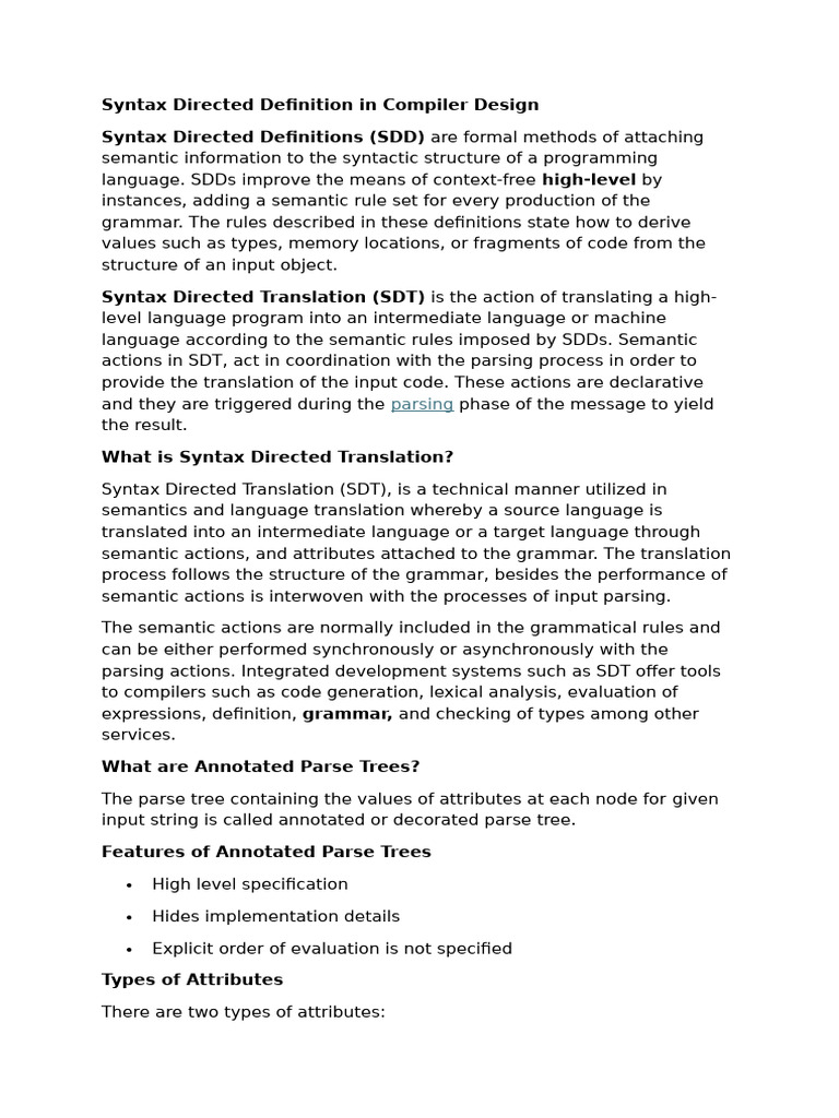 SDD | PDF | Parsing | Compiler