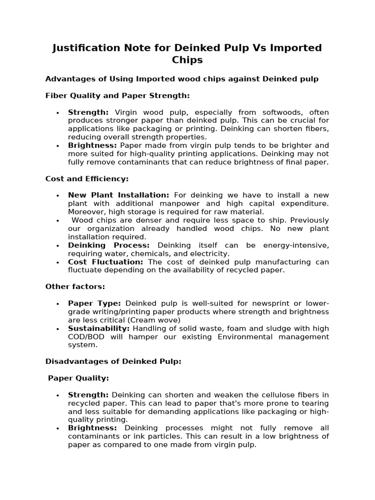 Justification for DIP | PDF | Pulp (Paper) | Paper