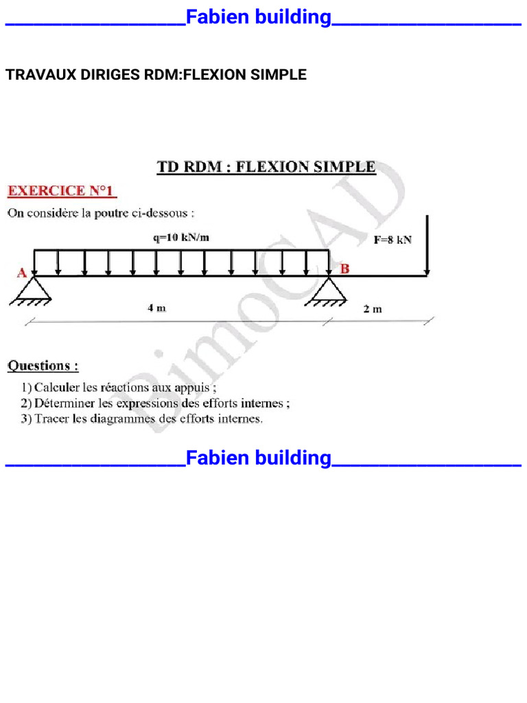 Travaux Diriges RDM Flexion Simple | PDF