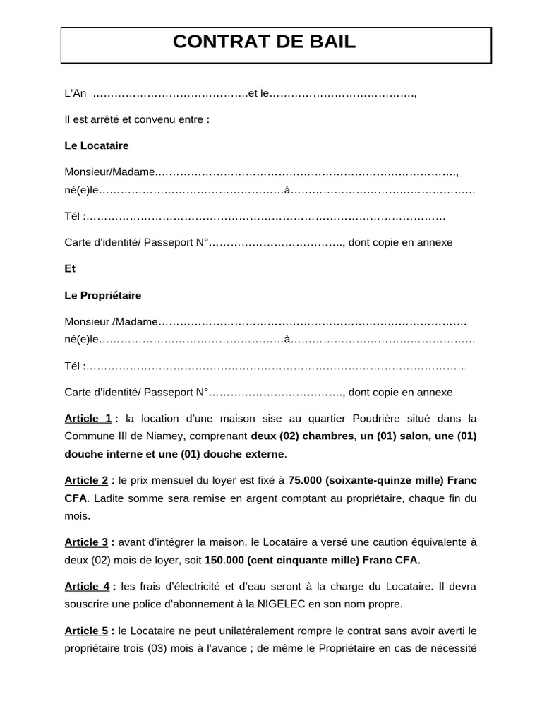 Contrat de bail : conditions et préavis | PDF | Loi commune | Droit privé