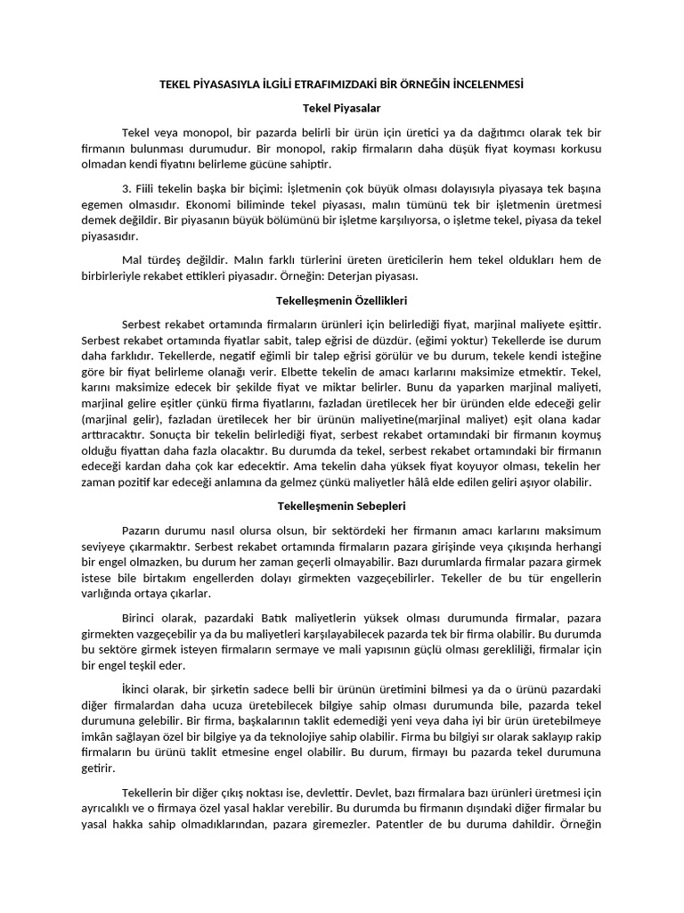 Tekel Piyasalar | PDF