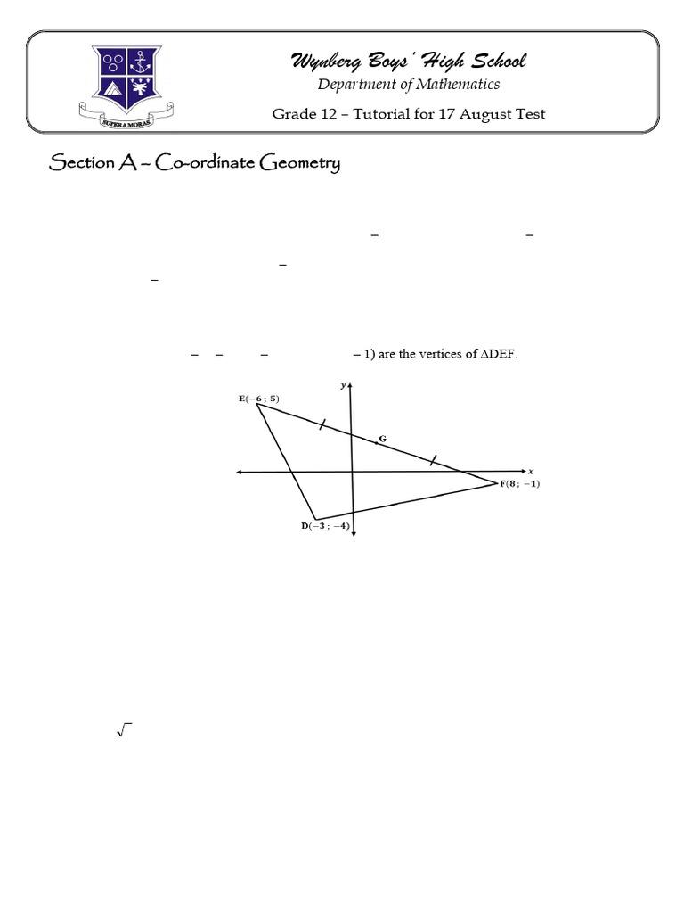 Grade 12 Geometry Test Tutorial | PDF | Circle | Line (Geometry)
