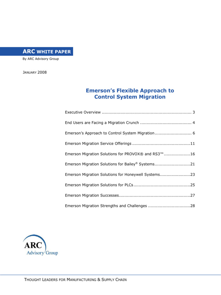 White Paper Arc Emerson's Flexible Approach To Control System Migration Pss en 67782 | PDF ...