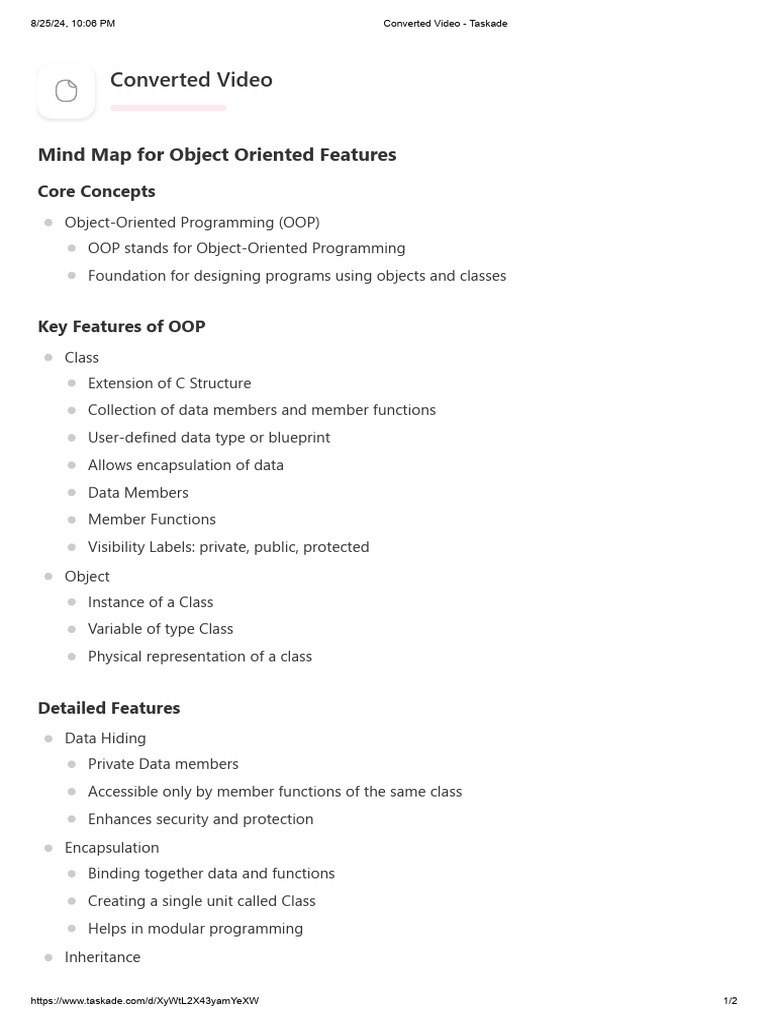 Converted Video - Taskade | PDF | Method (Computer Programming) | Class (Computer Programming)