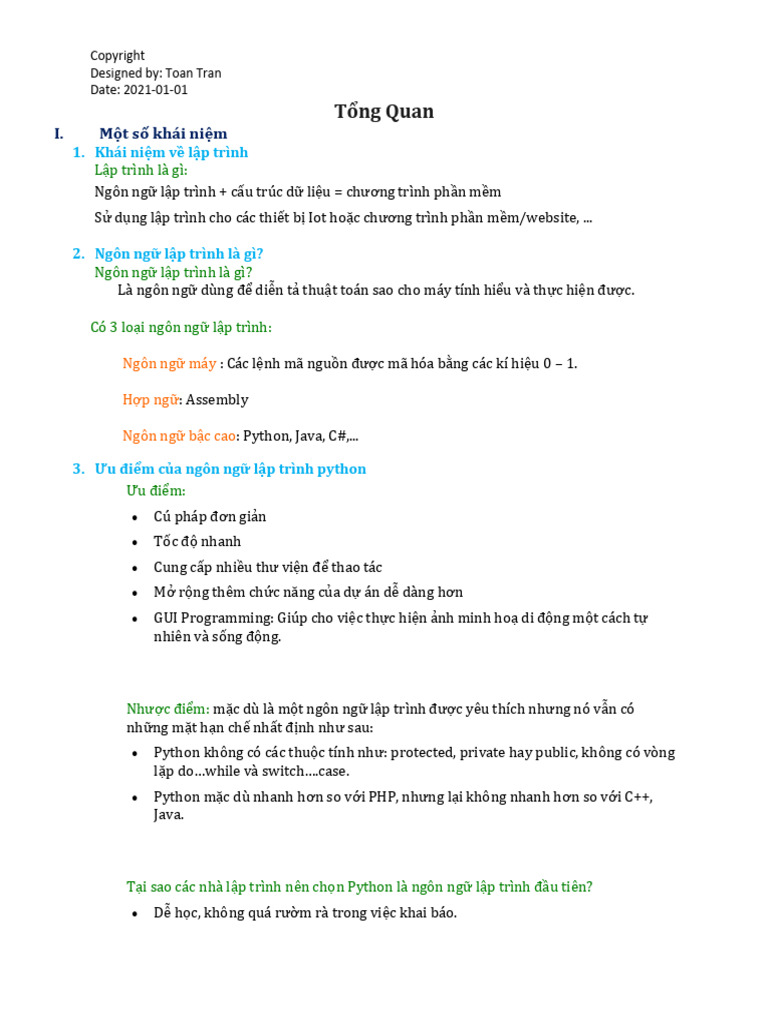 Bài 1. T NG Quan Python | PDF
