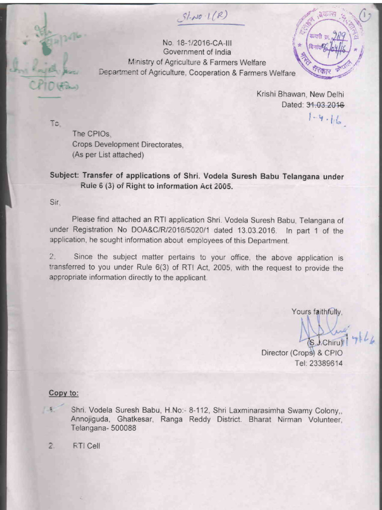 Question Asked & Reply of RTI 2016-17 | PDF | Government Of India