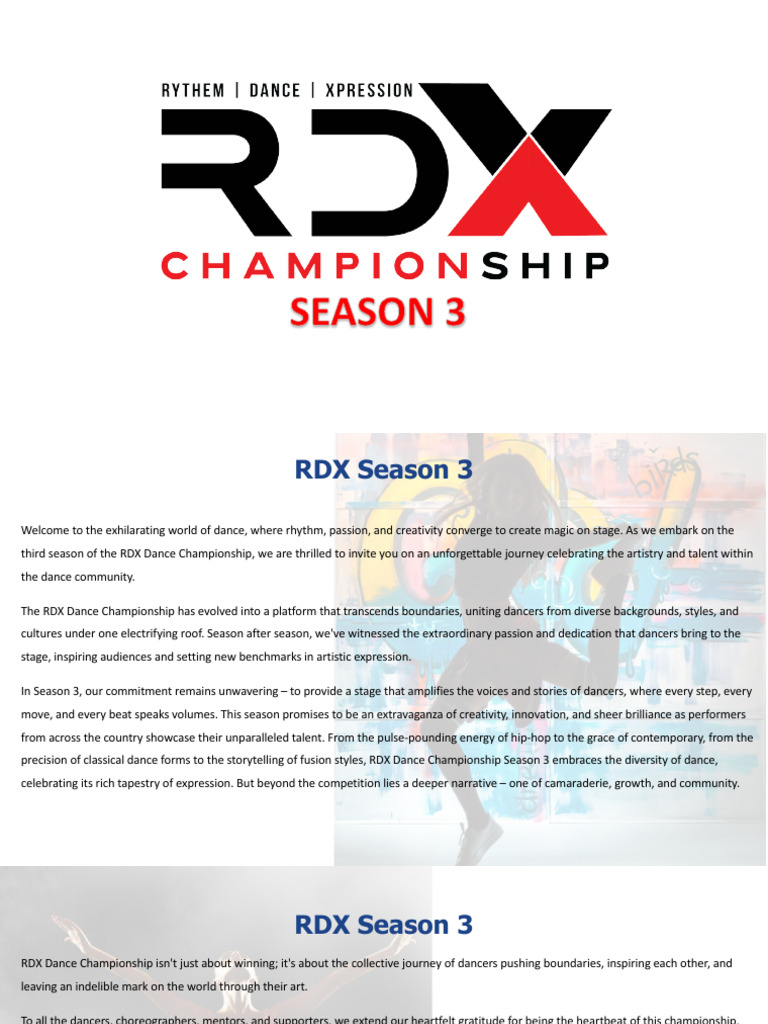 RDX Dance Championship - Sponsorship Deck | PDF | Dances | Entertainment