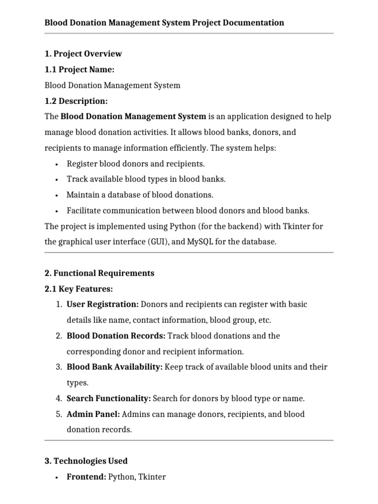 5.blood Donation Management System | PDF | Databases | My Sql