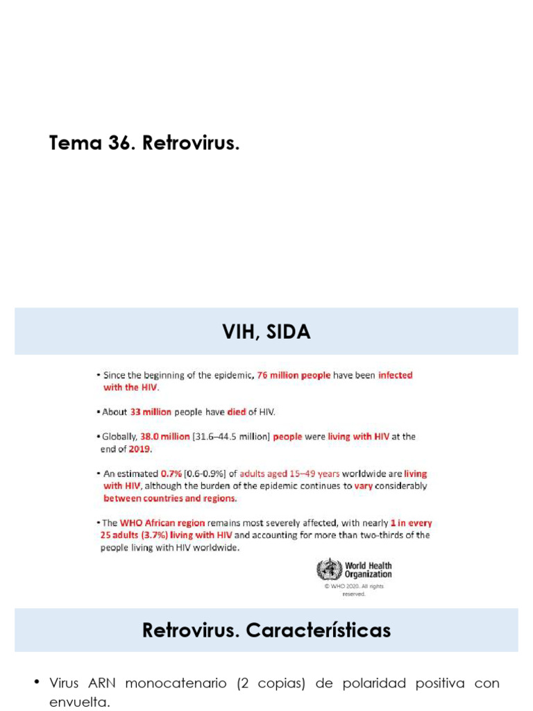 TEMA - 36 - RETROVIRUS Rev | PDF | VIH | Retrovirus