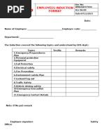 Health and Safety Induction Training Sheet | PDF | Occupational Safety ...