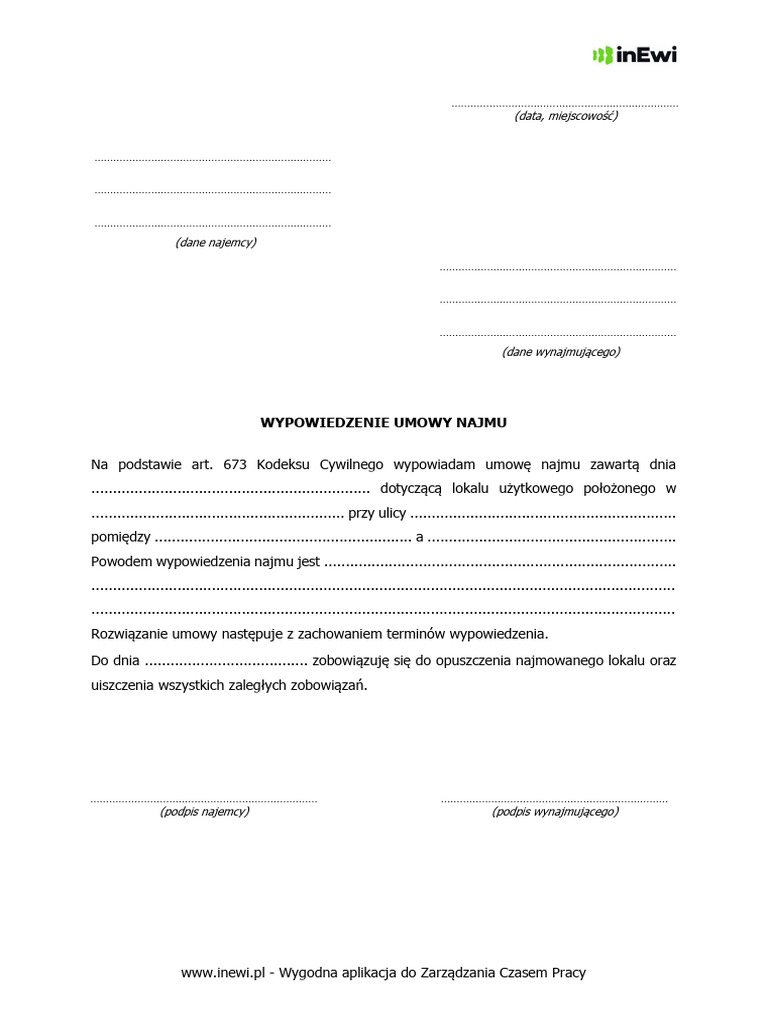 Wypowiedzenie-Umowy-Najmu | PDF