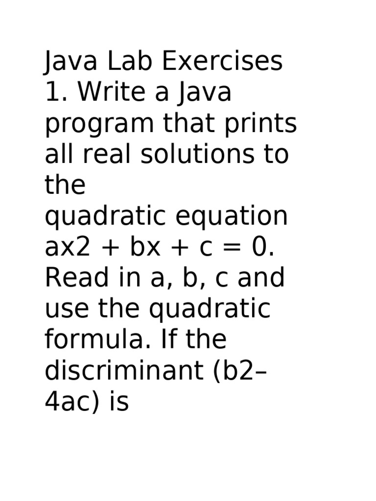 Java Quadratic Solver Tasks | PDF