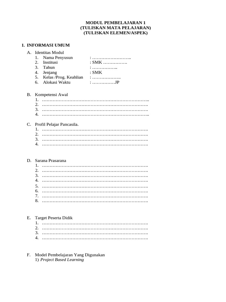 Lembar Kerja Modul | PDF