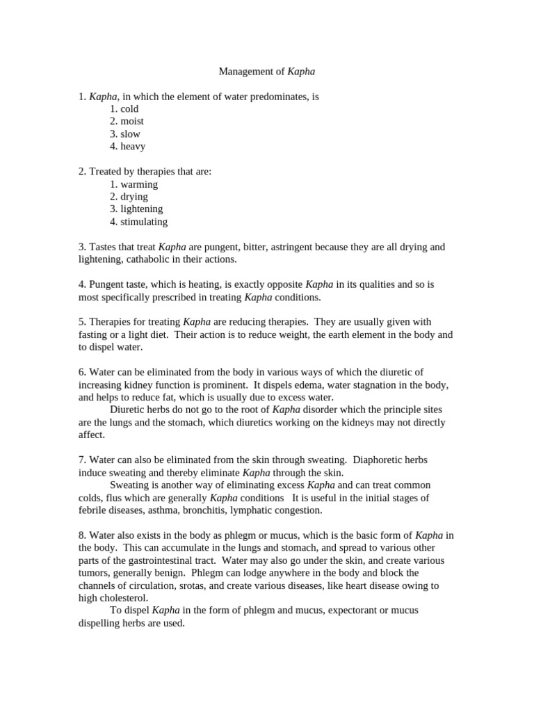 1. Management of Kapha | PDF | Ayurveda | Vomiting