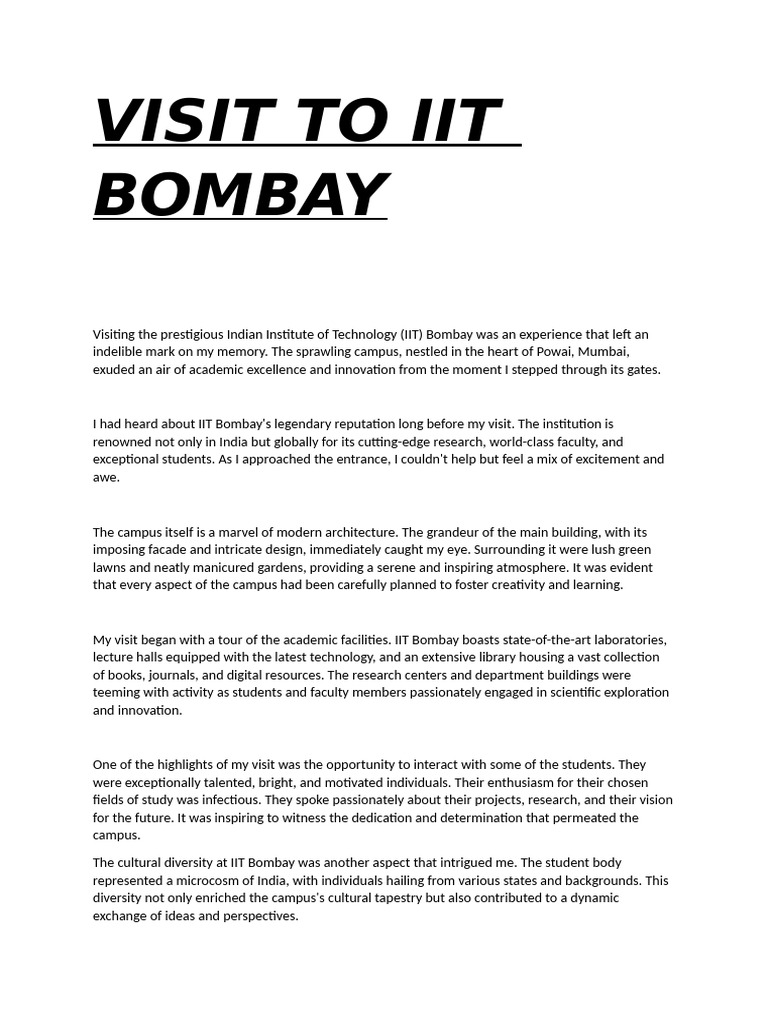 Visit To Iit Bombay Subhadip Gautam Ray | PDF
