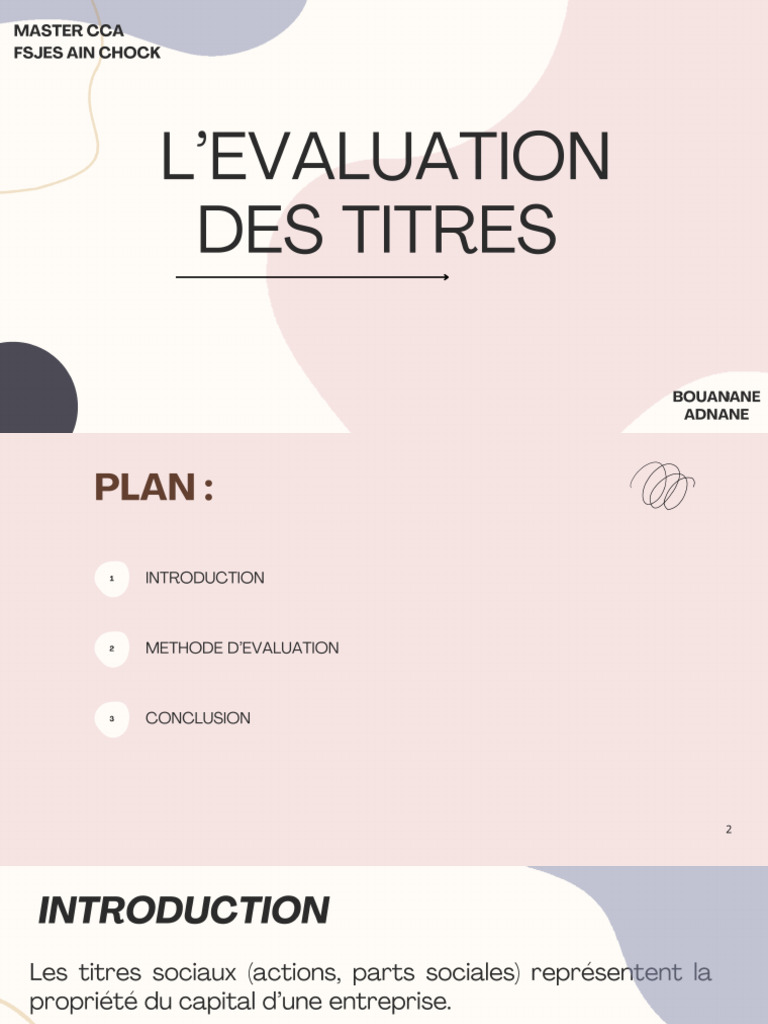 L'evaluation Des Titres | PDF