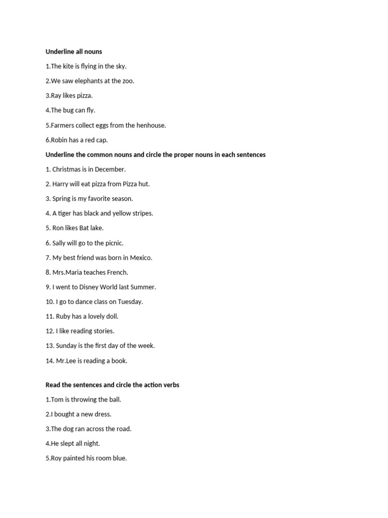 Underline all nouns | PDF