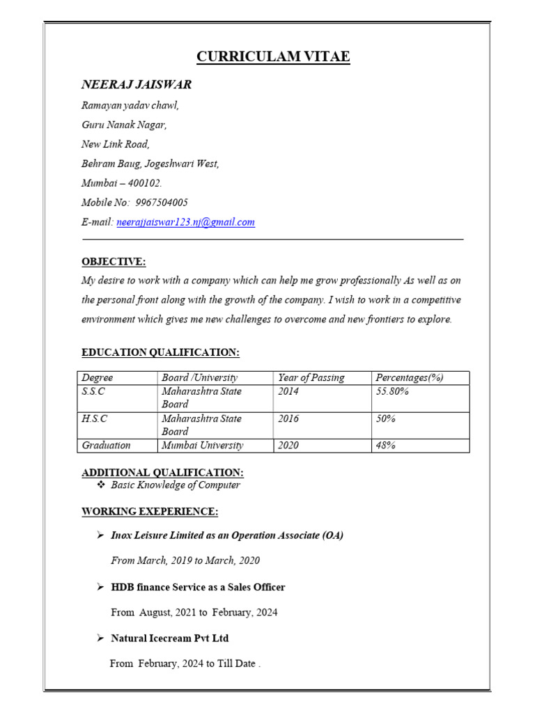 Resume (Neeraj ) | PDF