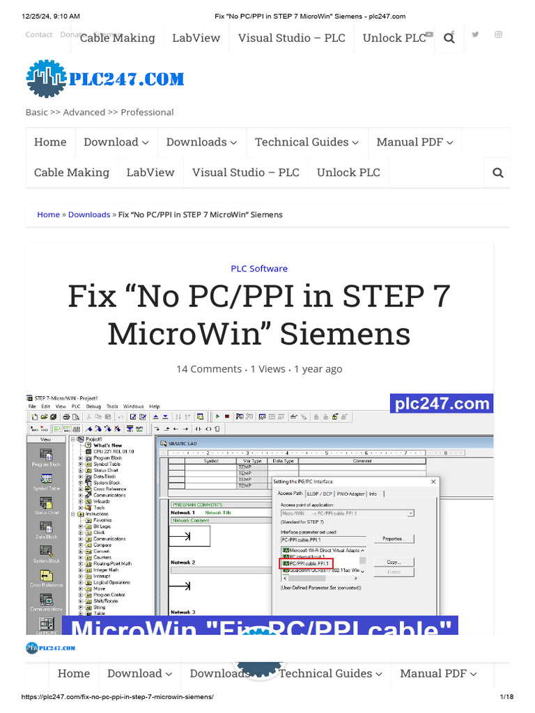 Fix - No PC - PPI in STEP 7 MicroWin - Siemens | PDF | Personal ...