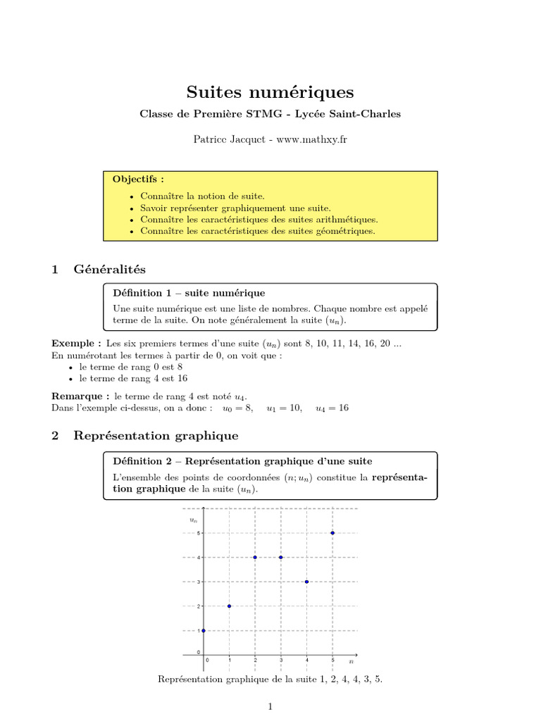 Caractéristiques des suites numériques | PDF | Géométrie | Mathématiques