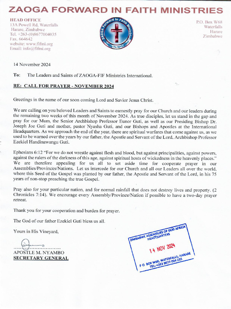Nov 2024-Prayer Letter | PDF