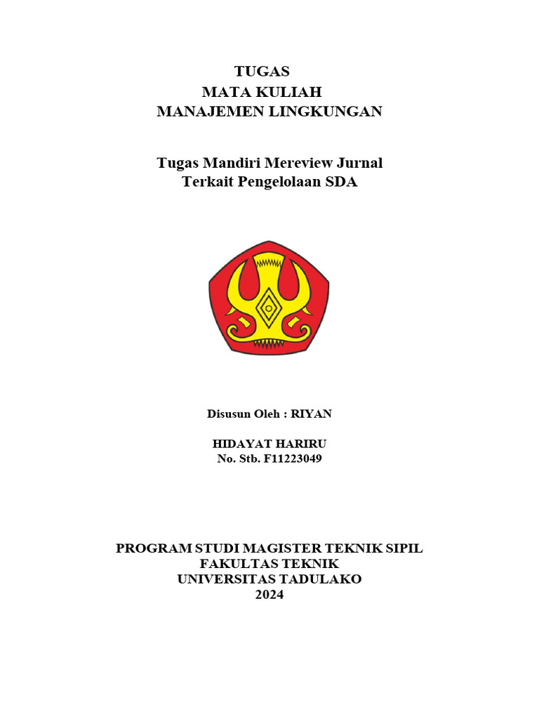 F11223049-Riyan H. Hariru-Reviu Jurnal Pengelolaan SDA - Riyan Hidayat ...