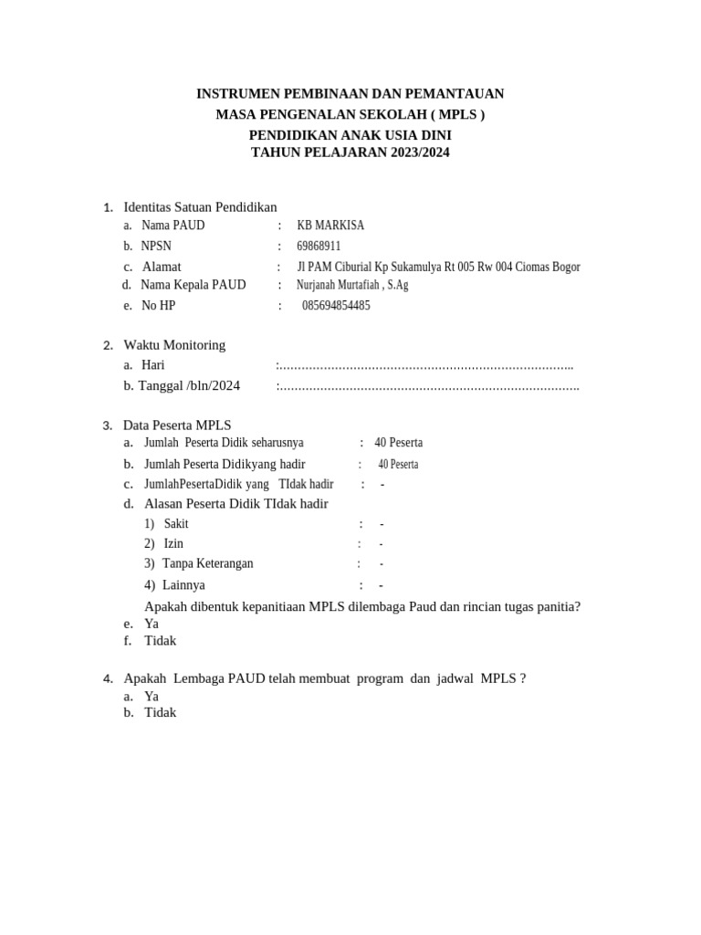 Instrumen MPLS 2024 | PDF