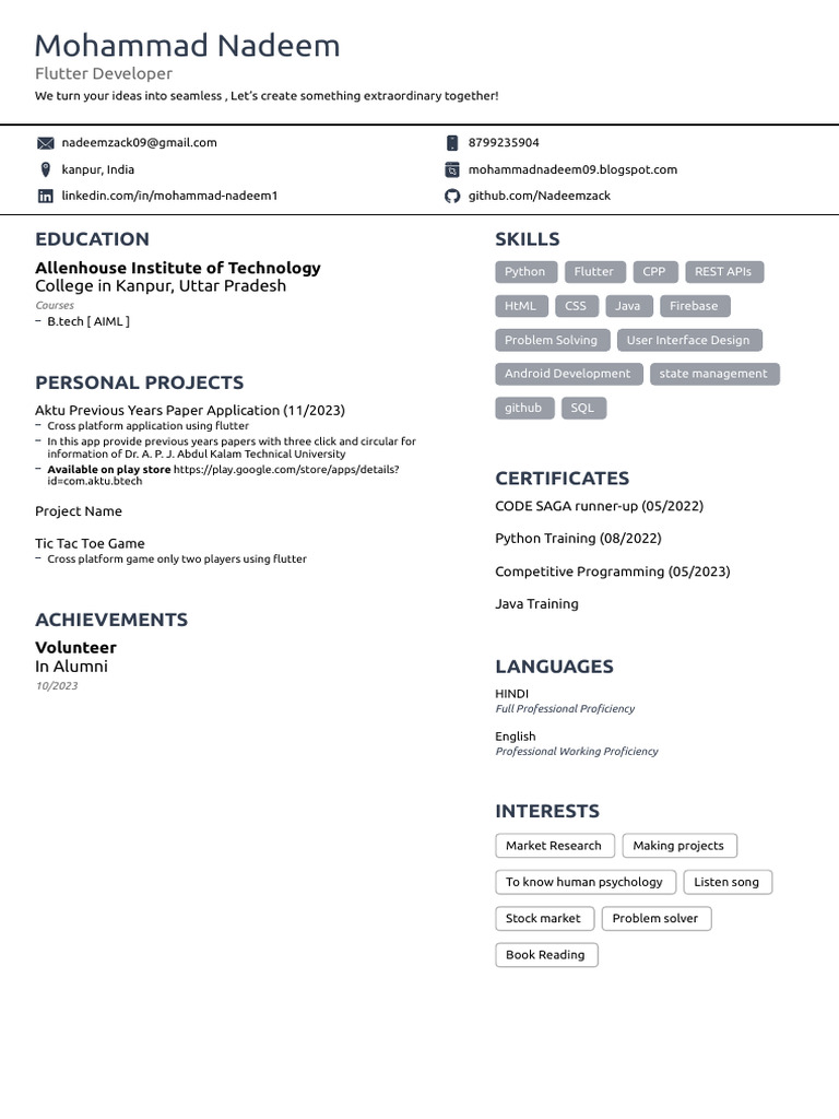 Mohammad Nadeem Resume-4 | PDF | Cross Platform Software | Computer Programming