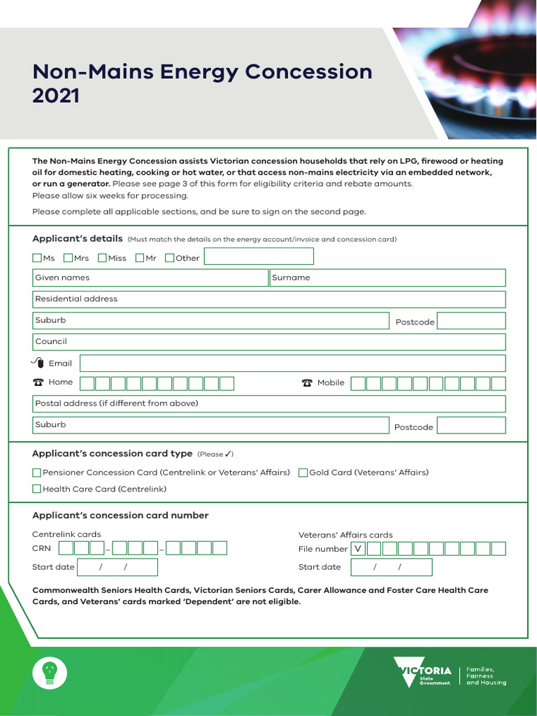 Non-Mains Energy Concession 2021 Application Form | PDF | Liquefied Petroleum Gas | Fee