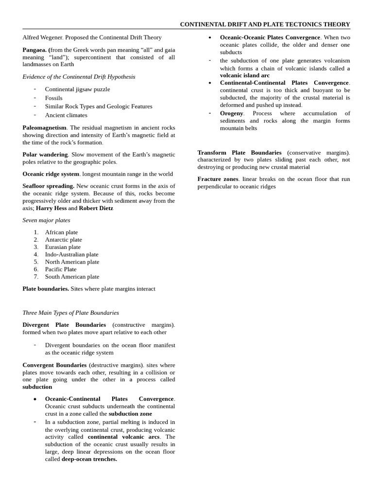 Continental Drift Theory | PDF | Plate Tectonics | Geophysics