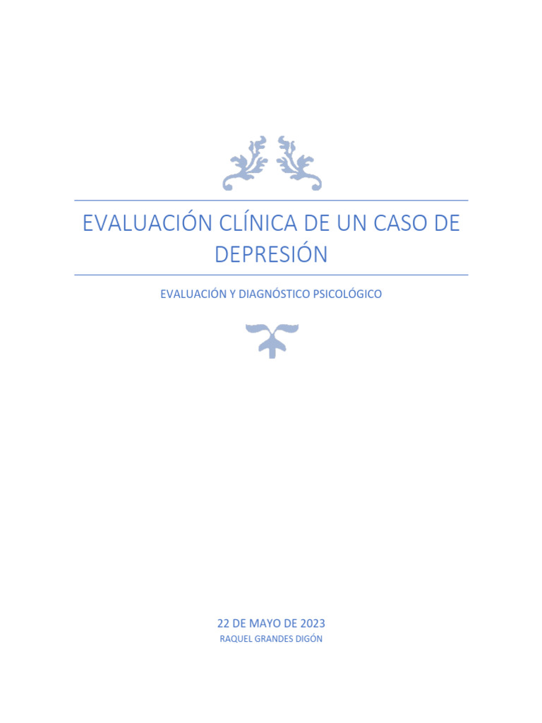 Act. Ev y Diagnostico | PDF | Depresión (estado de ánimo) | Trastorno depresivo mayor