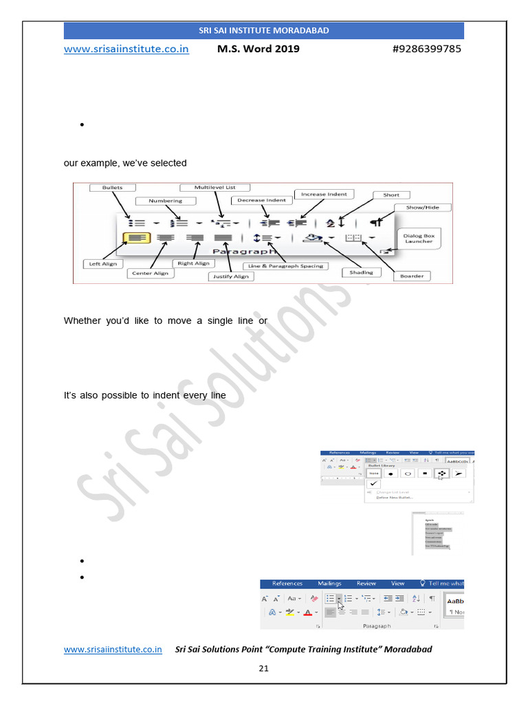 Word 2019 21 to 25 | PDF | Microsoft Word | Paragraph
