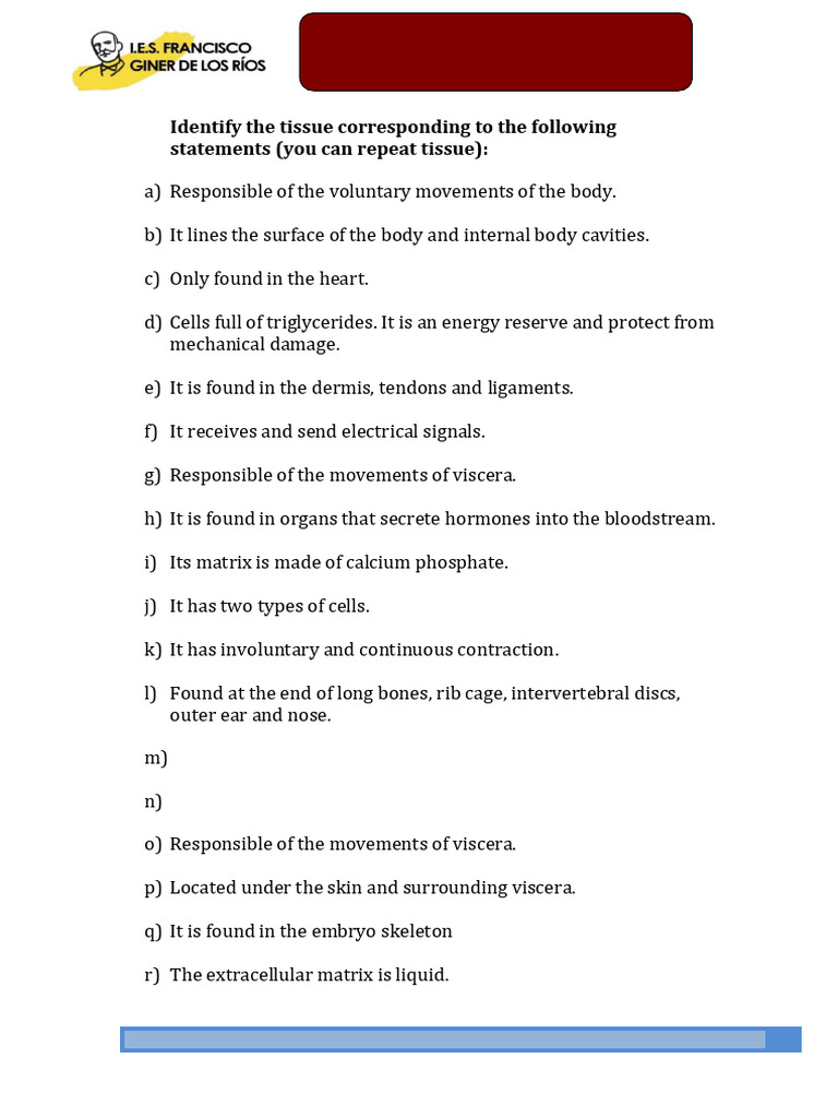 Tissues exercises | PDF