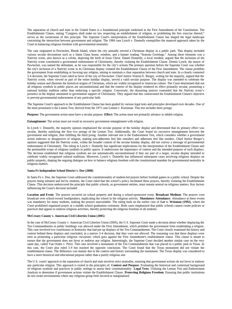 HUMAN RIGHTS - US and ECHR Approach | PDF | Establishment Clause ...