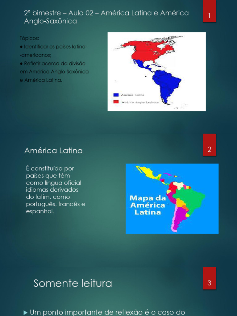 2º Ano - Aula 2 - América Latina e América Anglo-Saxônica | PDF