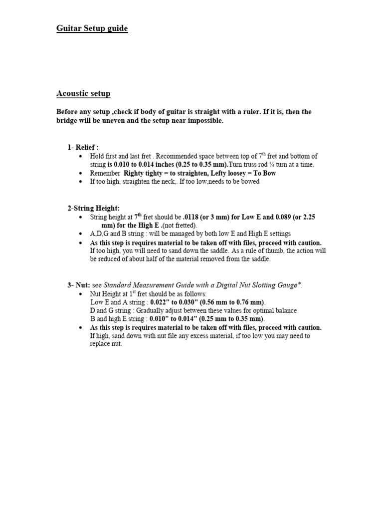 Acoustic Guitar Setup Guide | PDF