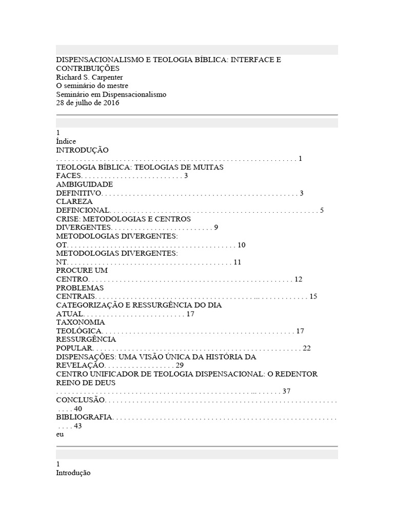 Dispensacionalismo e Teologia Bíblica | PDF | Teologia | Bíblia