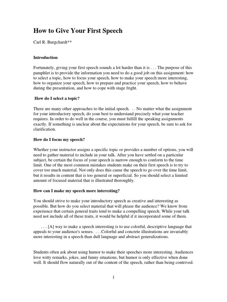 How To Give First Speech | PDF | Career & Growth | Language Arts ...