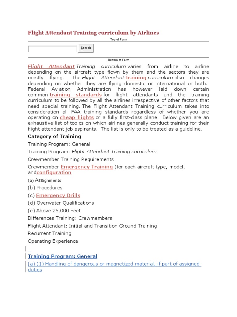 Flight Attendant Training Curriculum by Airlines | PDF | Flight ...