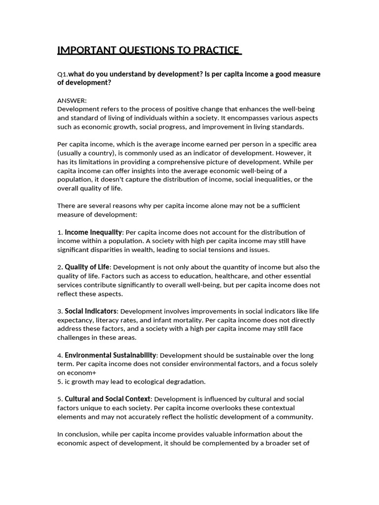 Understanding Development and Inequality | PDF | Cost Of Living ...