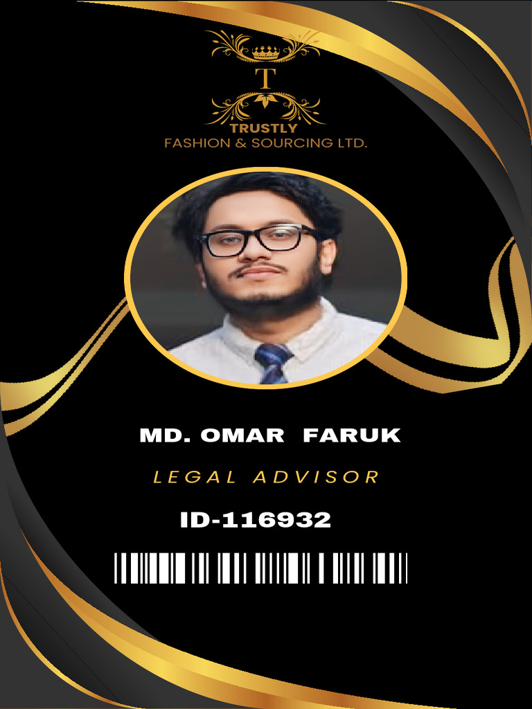 Black and Gold Profesional Manager Id Card Faruk | PDF