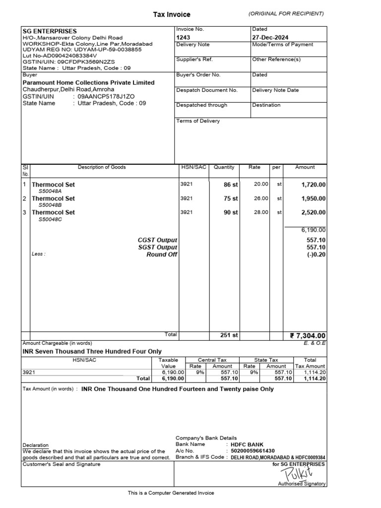 1243 | PDF | Invoice | Signature