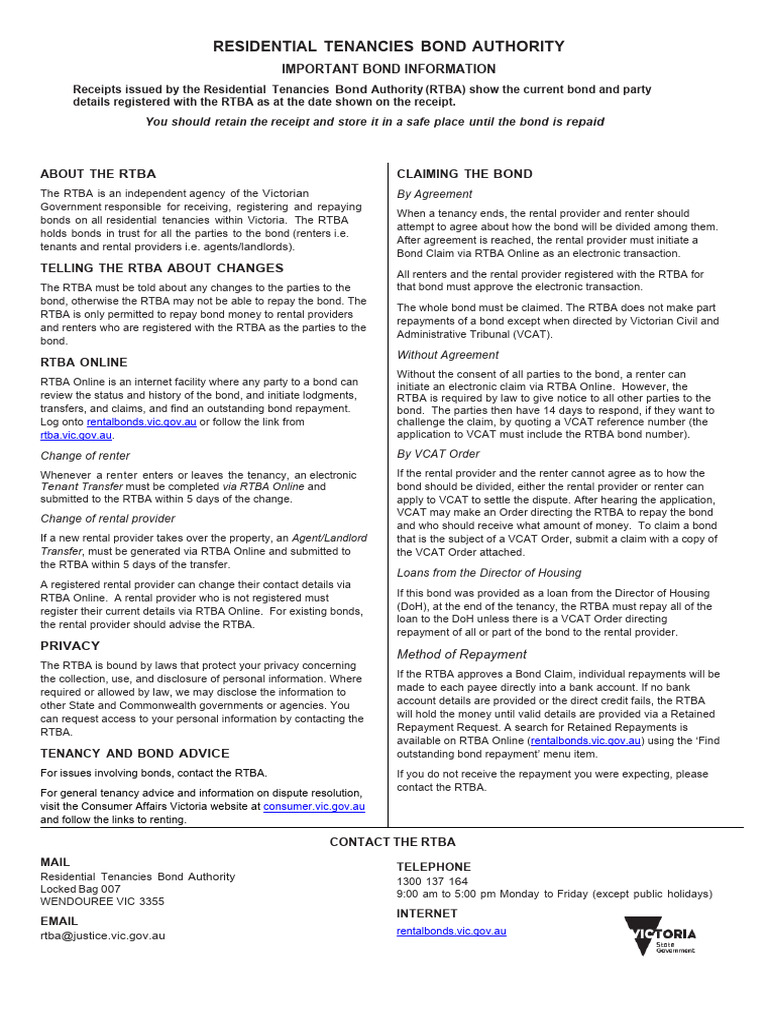 Important Bond Information | PDF | Leasehold Estate | Landlord