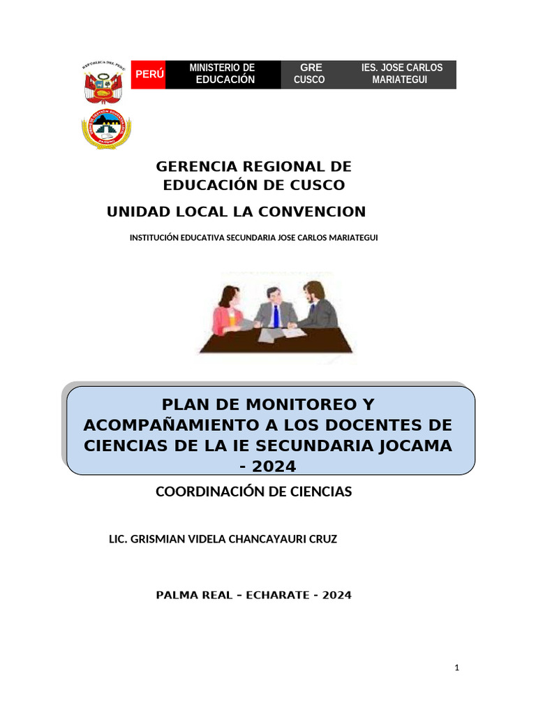 Plan de Monitoreo Jocama Final2024 | PDF | Enseñando | Aprendizaje