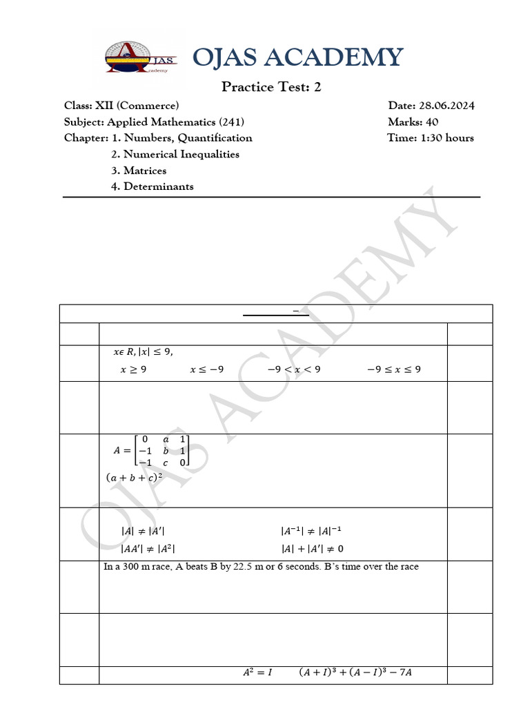 Practice Test 2 | PDF | Mathematics | Algebra