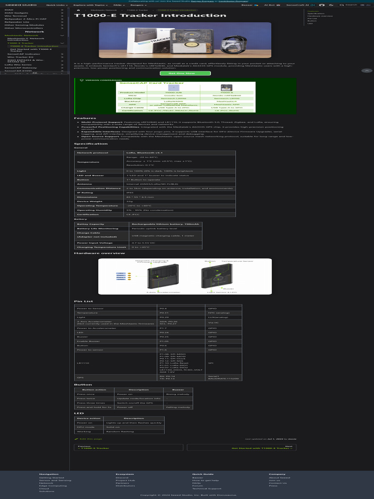 T1000-E Tracker Introduction _ Seeed Studio Wiki | PDF | Bluetooth | Usb