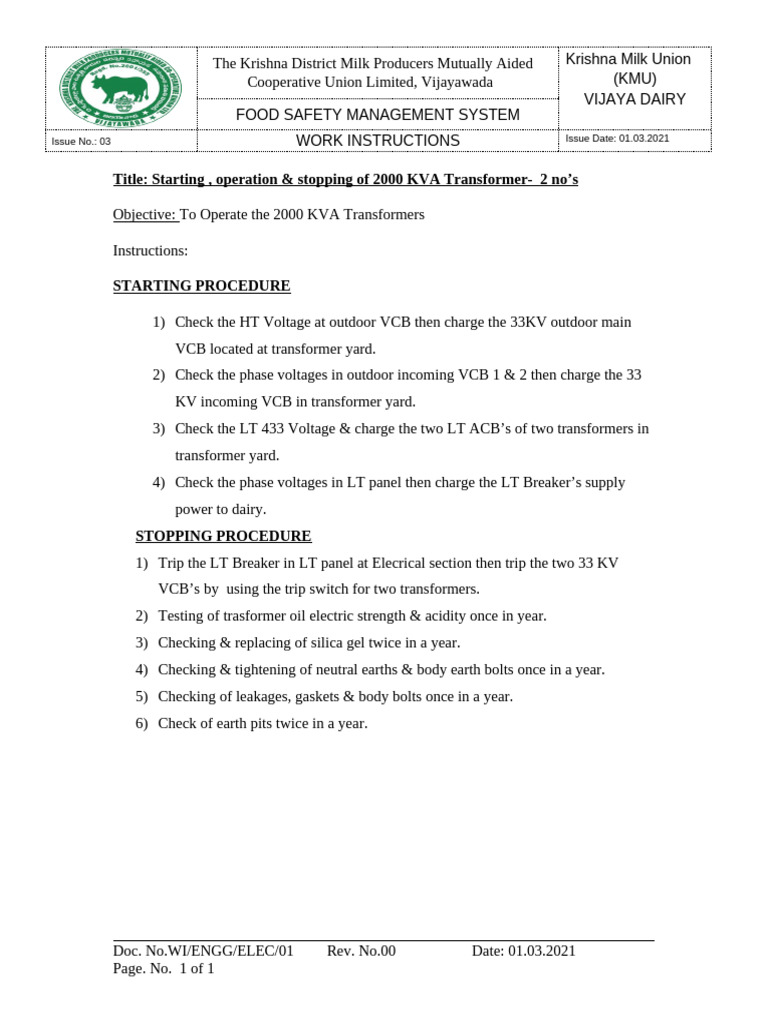 2000KVA Transformer | PDF